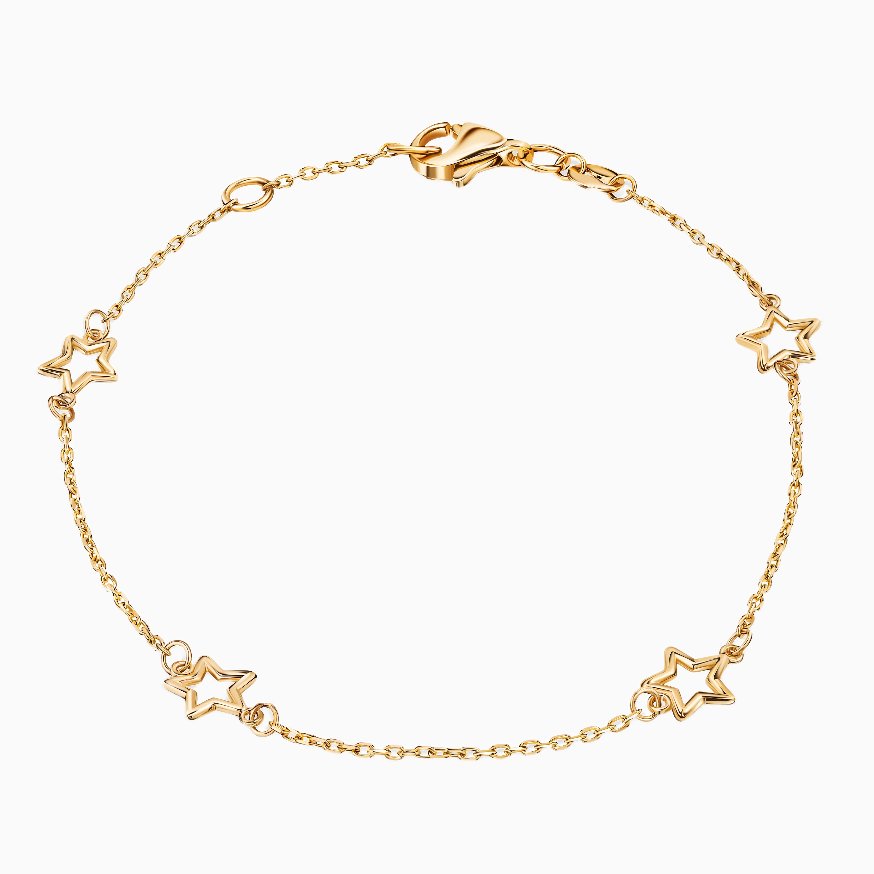14K Solid Gold Alternating Star Chain Bracelet – Pori Jewelry